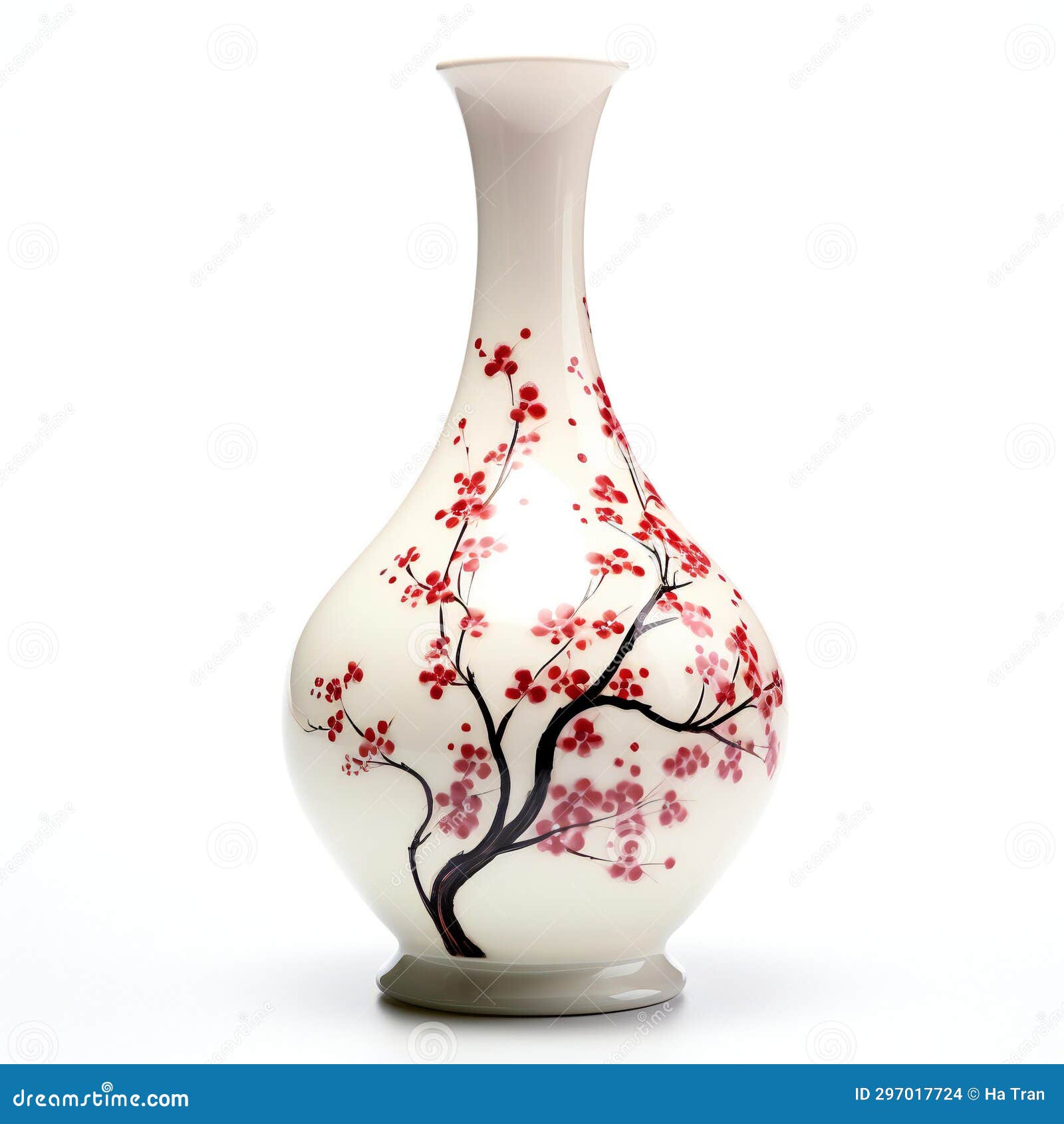 Decorative Vase with a Pattern of Flowers on a White Background Stock ...