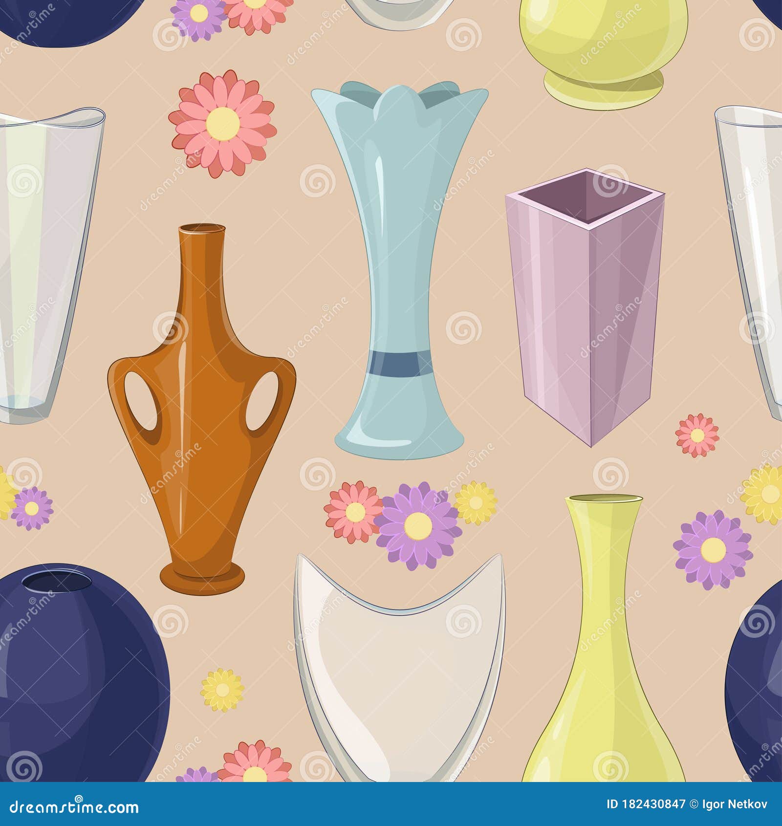 Decorative Vases Pattern. Various Forms of Vases. Home Interior ...