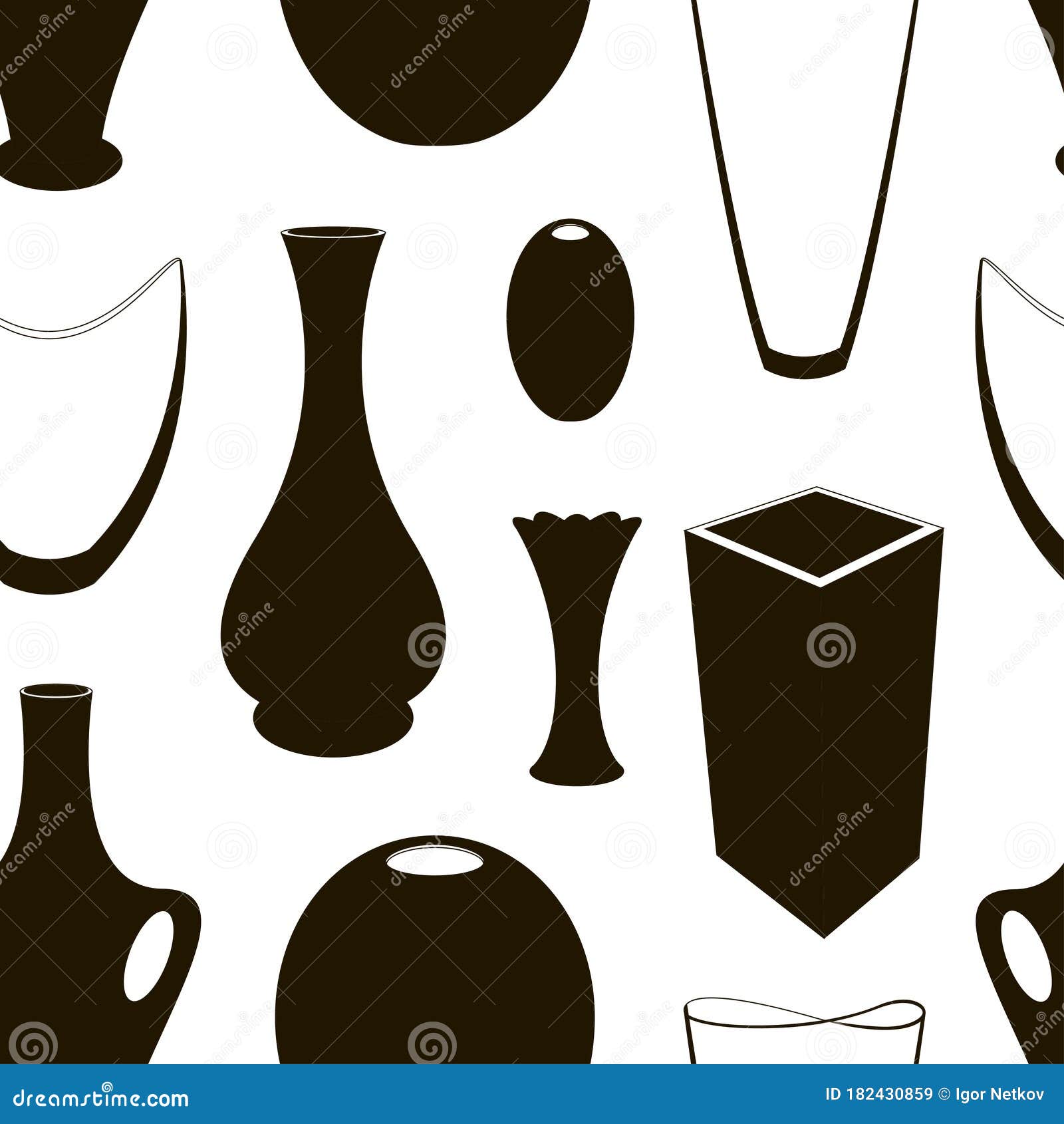 Decorative Vases Pattern. Various Forms of Vases. Home Interior ...