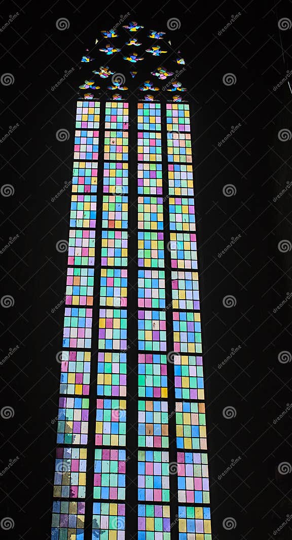 Decorative Vaulted Window Made of Multicolored Rectangles. Stock Image ...