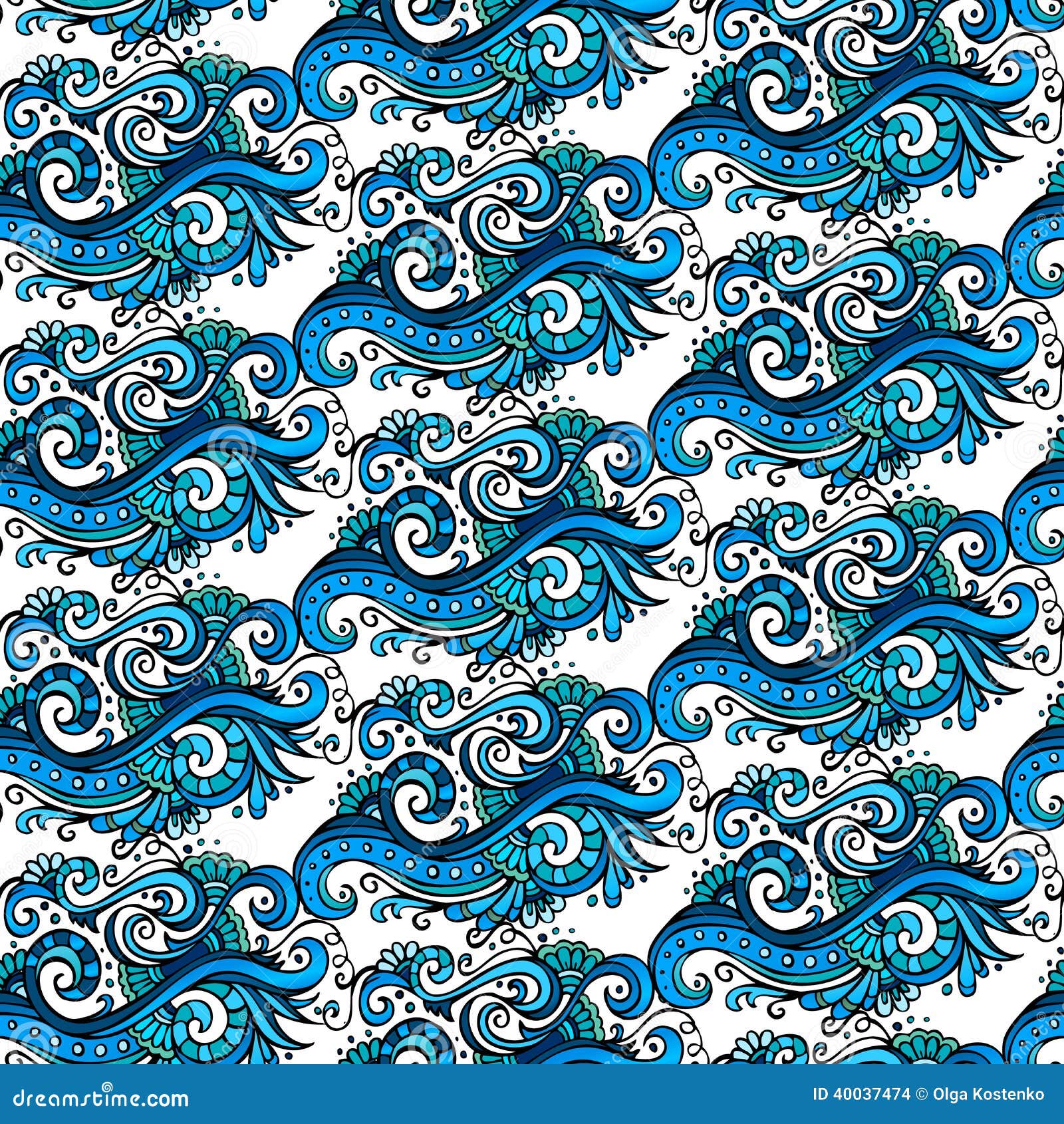 Decorative Vector Blue Flower Ornamental Pattern Stock Vector ...