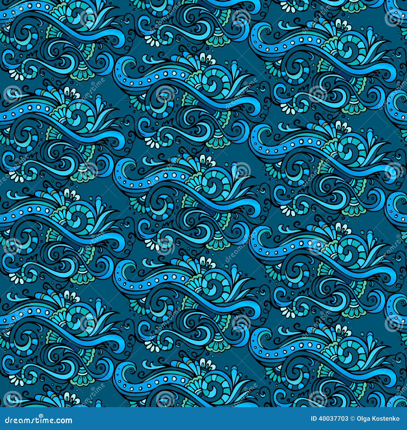 Decorative Vector Blue Flower Pattern Stock Vector - Illustration of ...