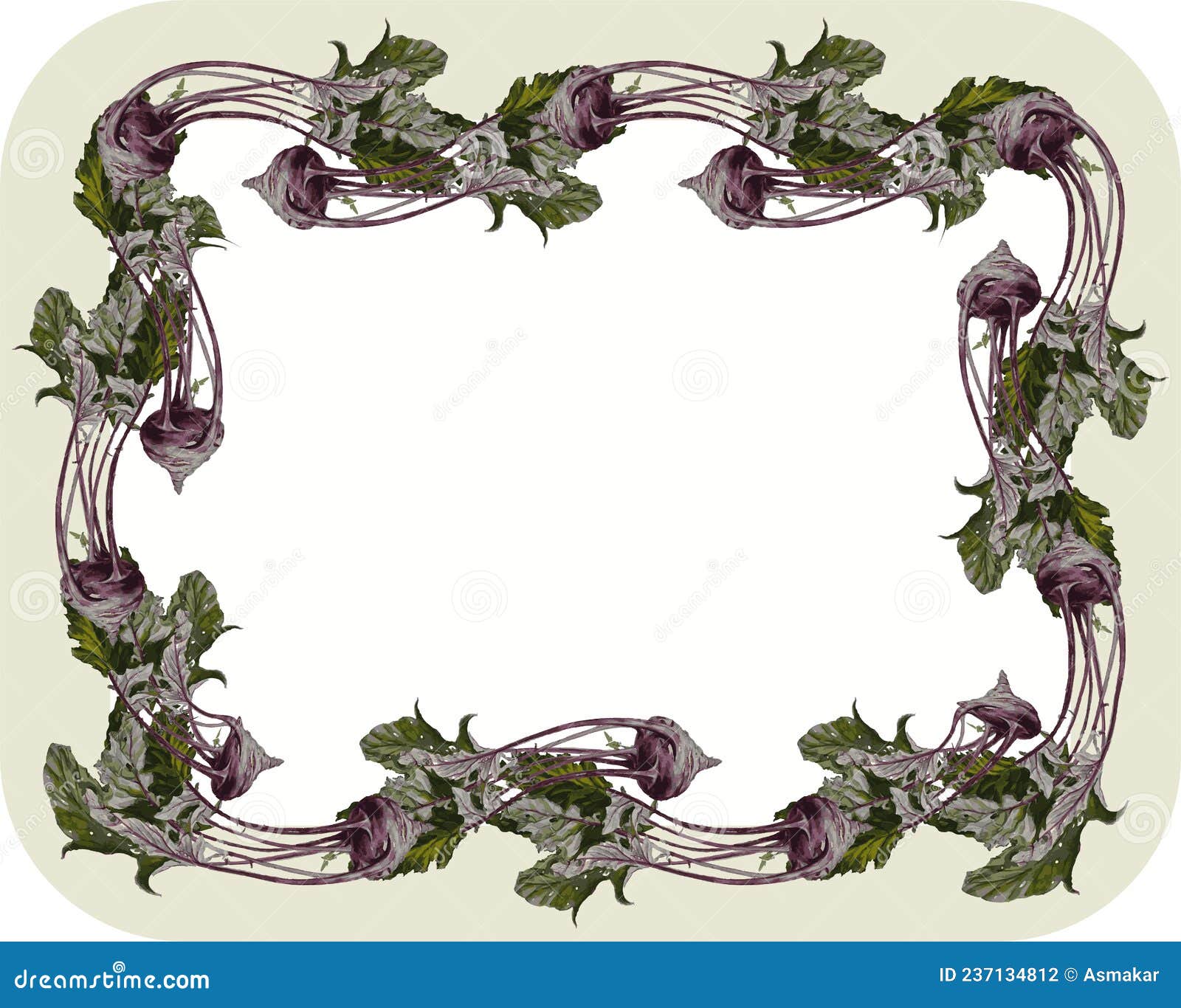 Decorative Vector Card with Border from Watercolor Drawings of Ripe ...