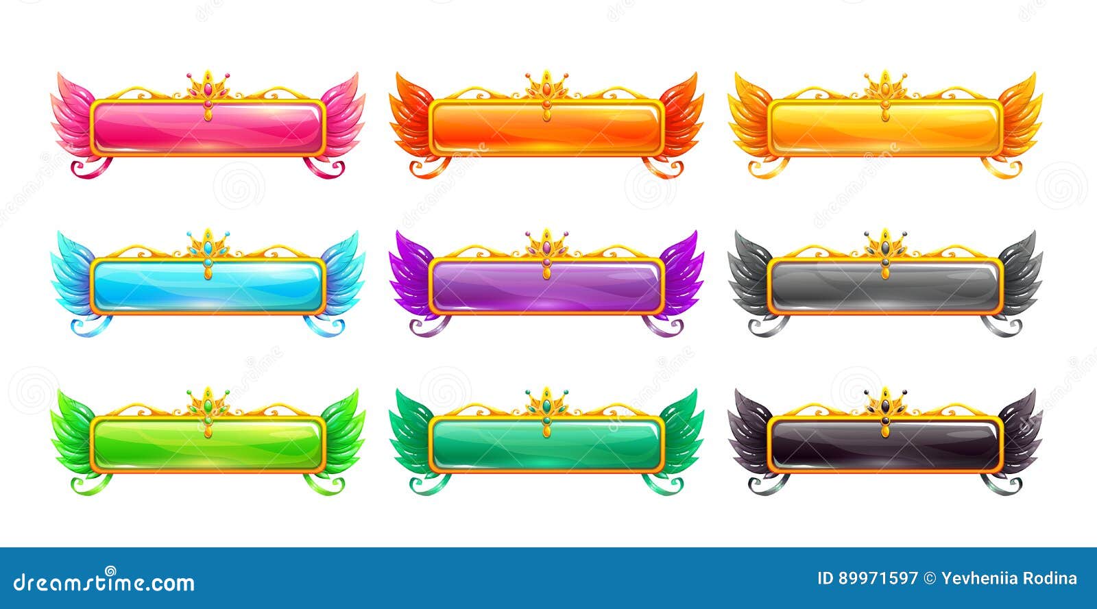 Decorative Vector Colorful Long Buttons Set. Stock Vector ...