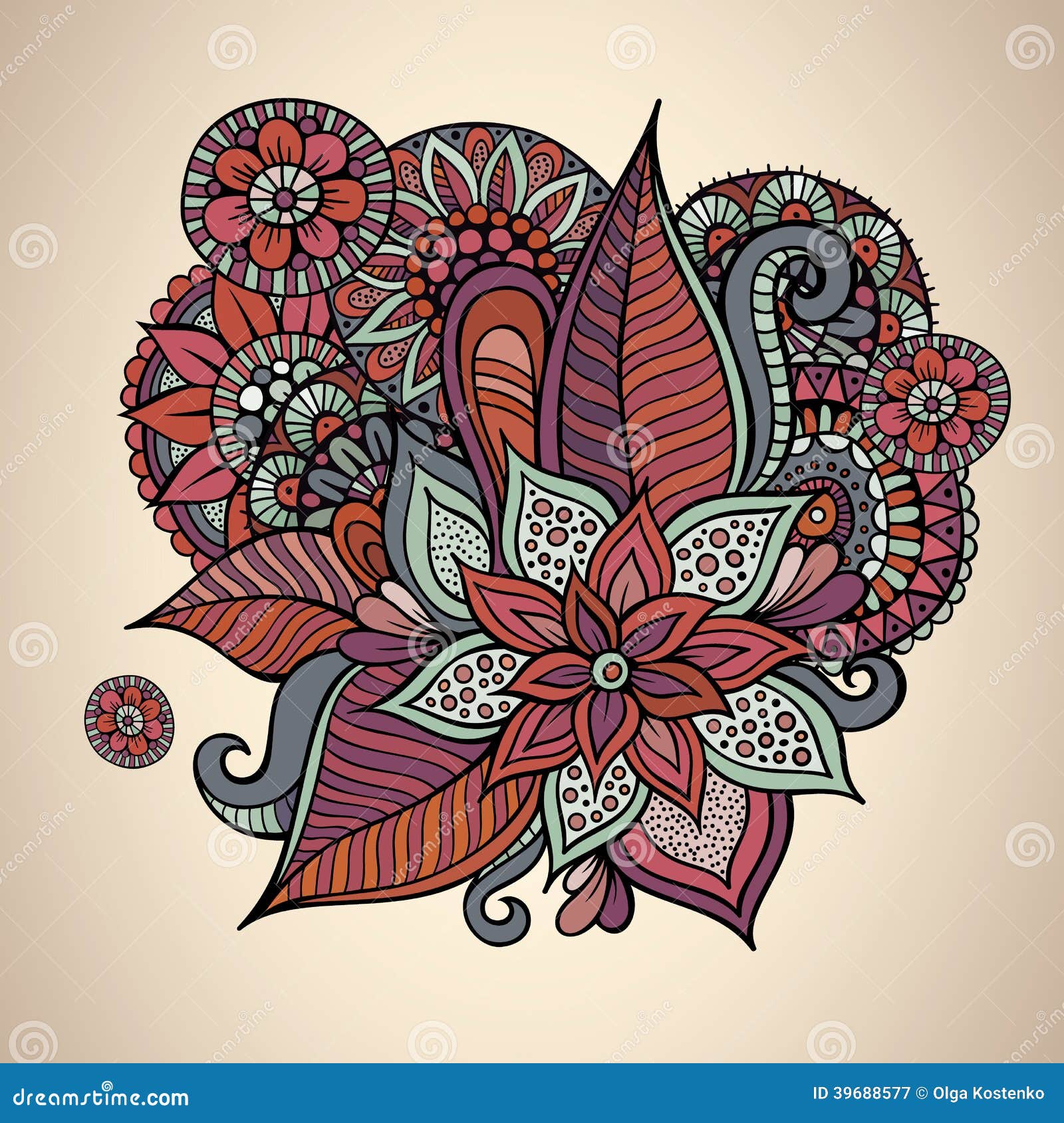Decorative Vector Floral Vintage Card Design Stock Vector ...
