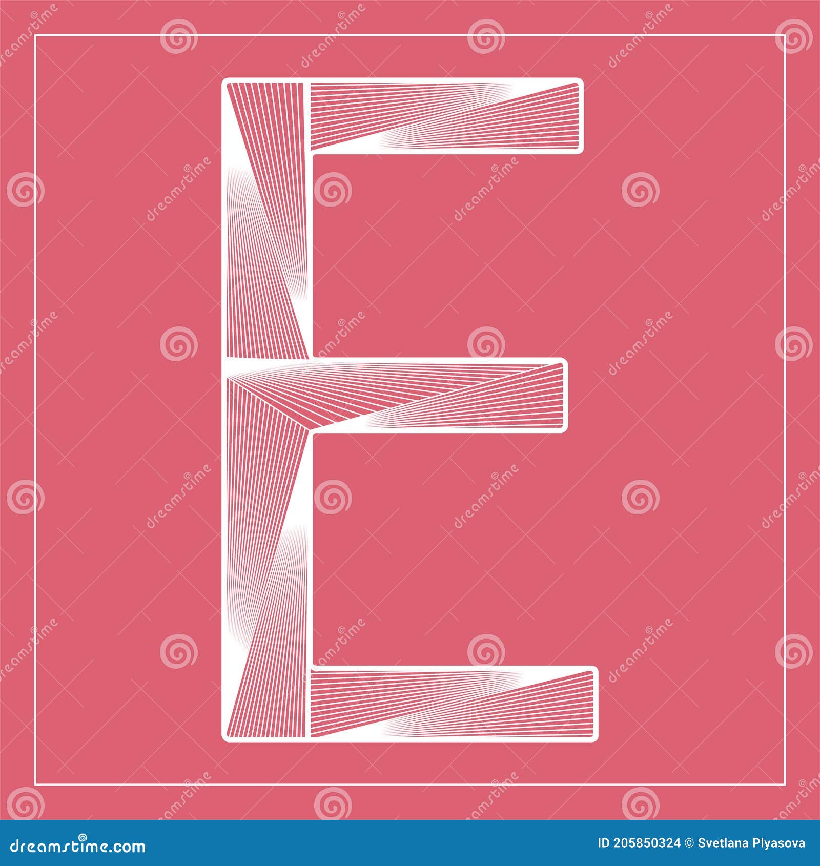 Decorative Vector Font. Stylized Letter E. Isolated Symbol on Red ...