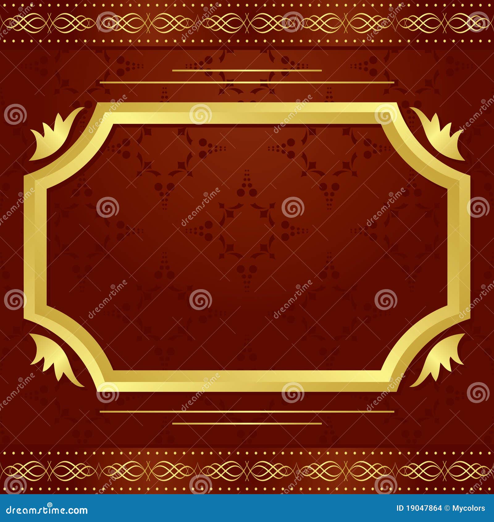 Decorative Vector Frame with Golden Pattern Stock Vector - Illustration ...