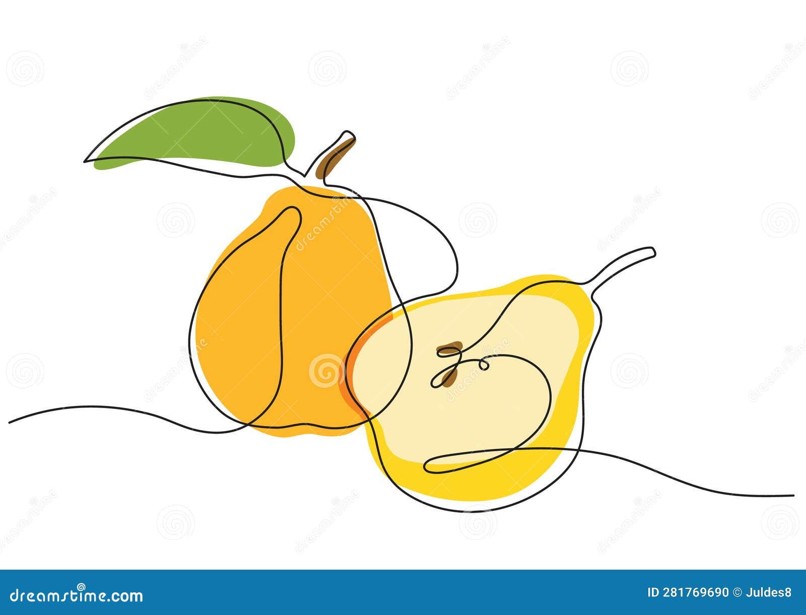 Decorative Vector Pears from One Line and Spots Stock Vector ...