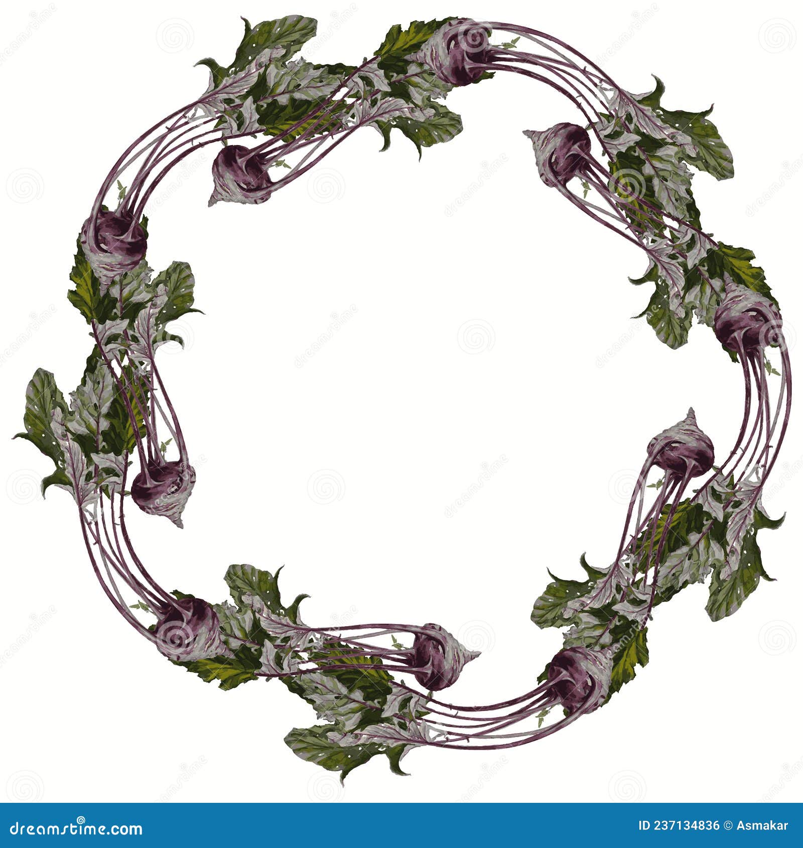 Decorative Vector Round Border from Watercolor Drawings of Ripe ...