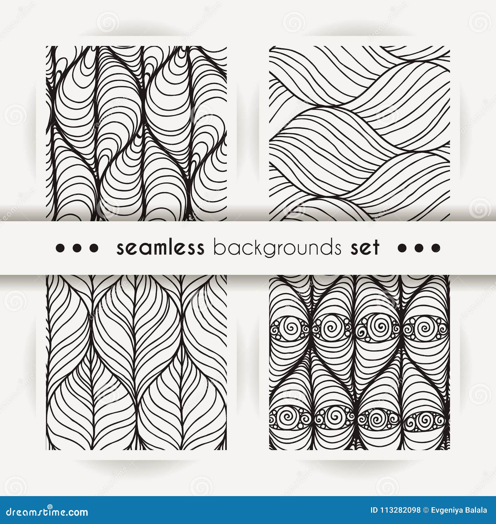 Decorative Vector Seamless Set of Wave Patterns. Endless Illustration ...