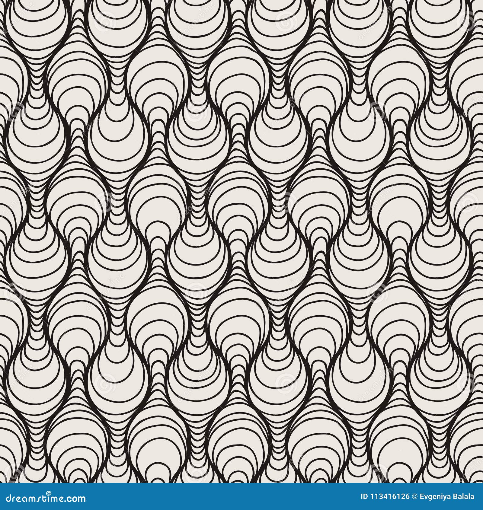 Decorative Vector Seamless Wave Pattern. Endless Illustration with ...