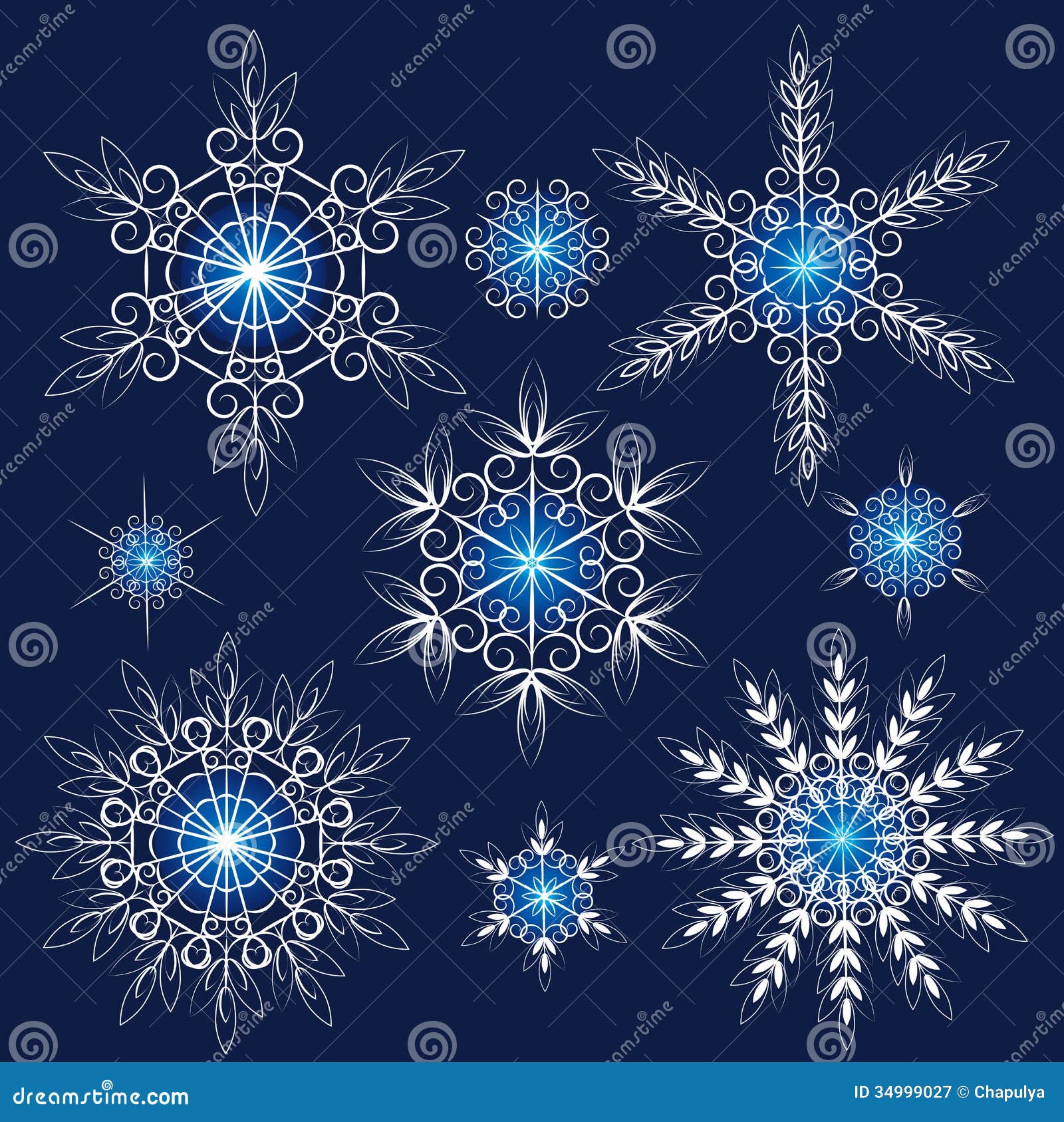 Decorative Vector Snowflakes Set Stock Vector - Illustration of ornate ...