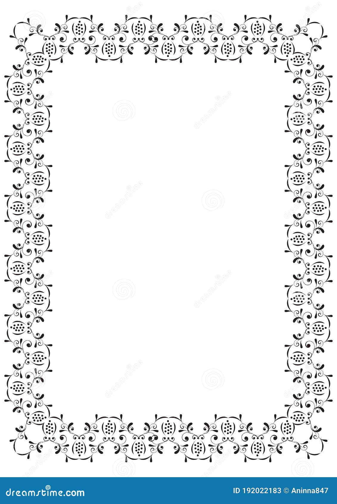 Decorative Vertical Openwork Frame Border with Floral Pattern, Size A4 ...