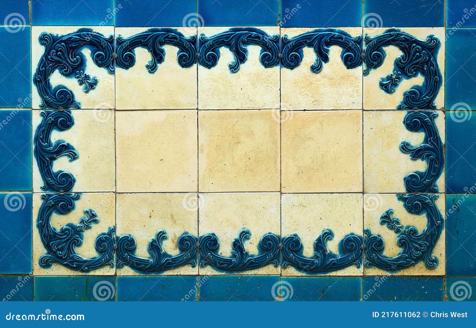 Decorative Victorian Ceramic Tiles with Blue Pattern and White ...
