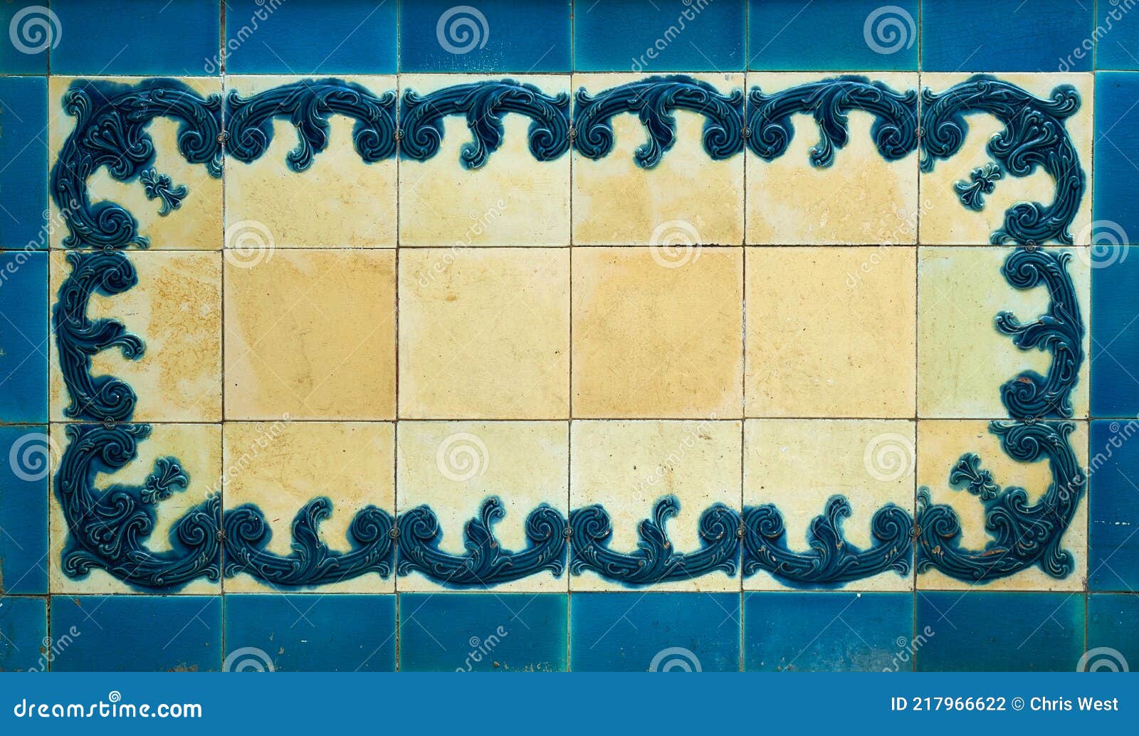 Decorative Victorian Ceramic Tiles with Blue Pattern and White ...