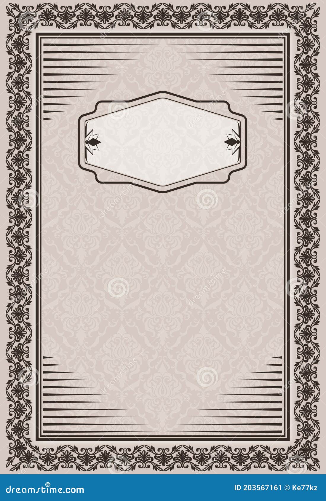 Decorative Vintage Background with Border Stock Illustration ...