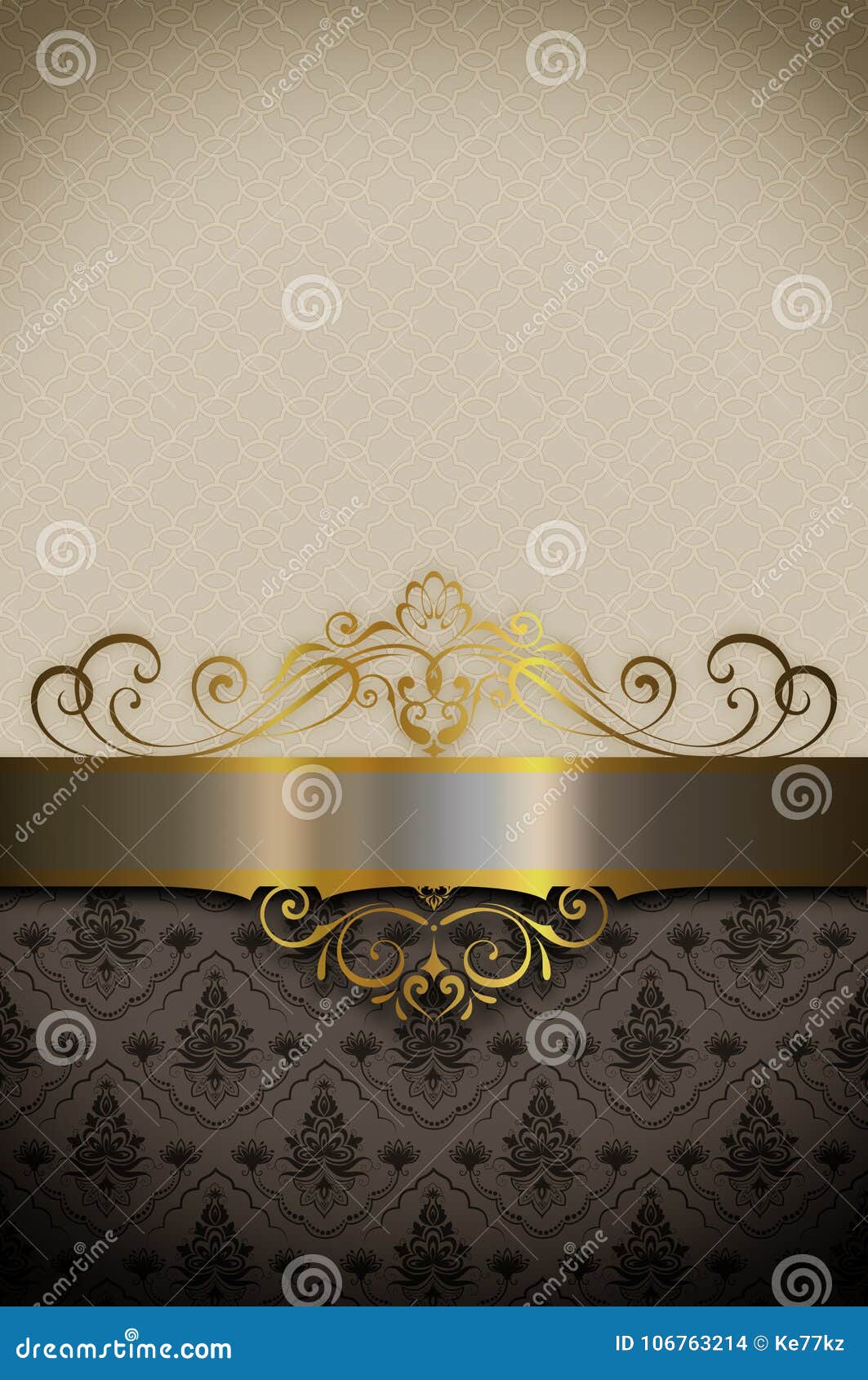 Decorative Vintage Background with Golden Border. Stock Illustration ...
