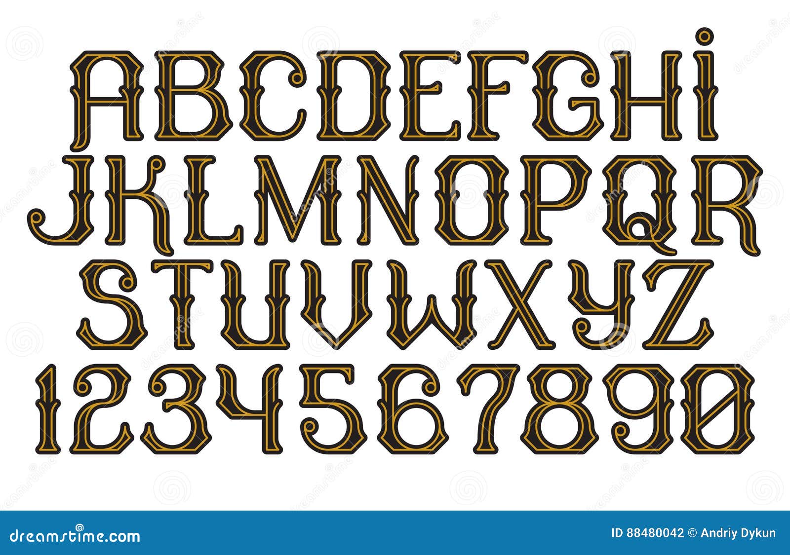 Decorative Vintage Font Time Machine Stock Illustration - Illustration ...