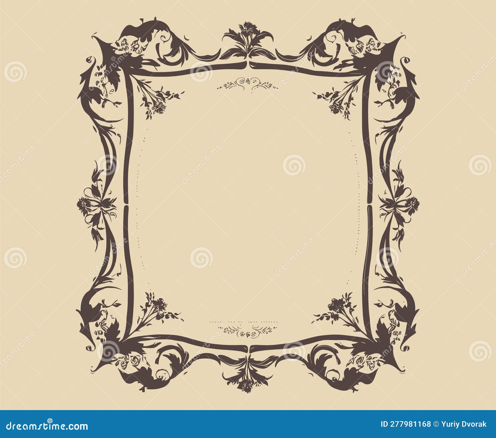 Decorative Vintage Frame and Elements with Flowers in Antique Style ...