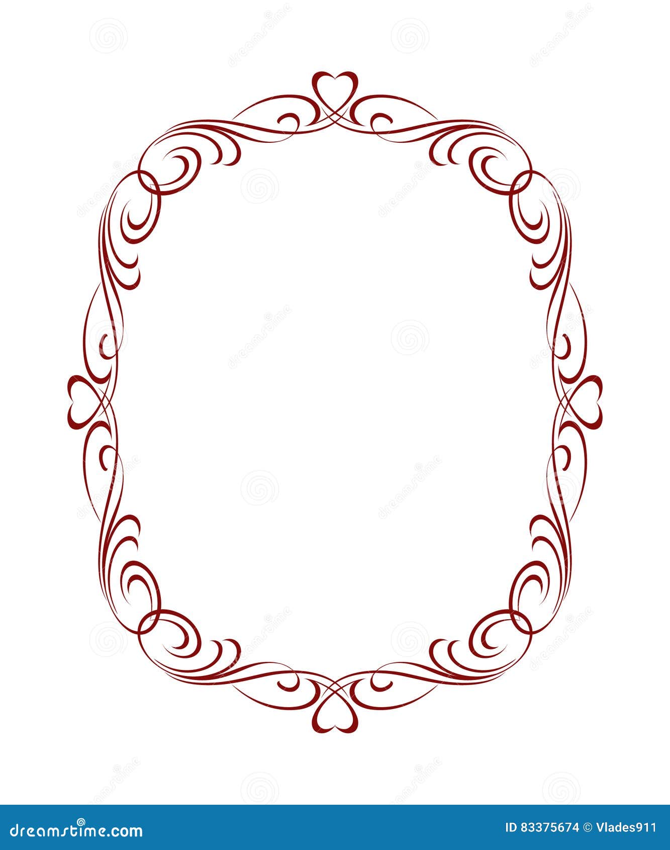 Decorative Vintage Frame with Hearts.Vector Illustration Stock Vector ...