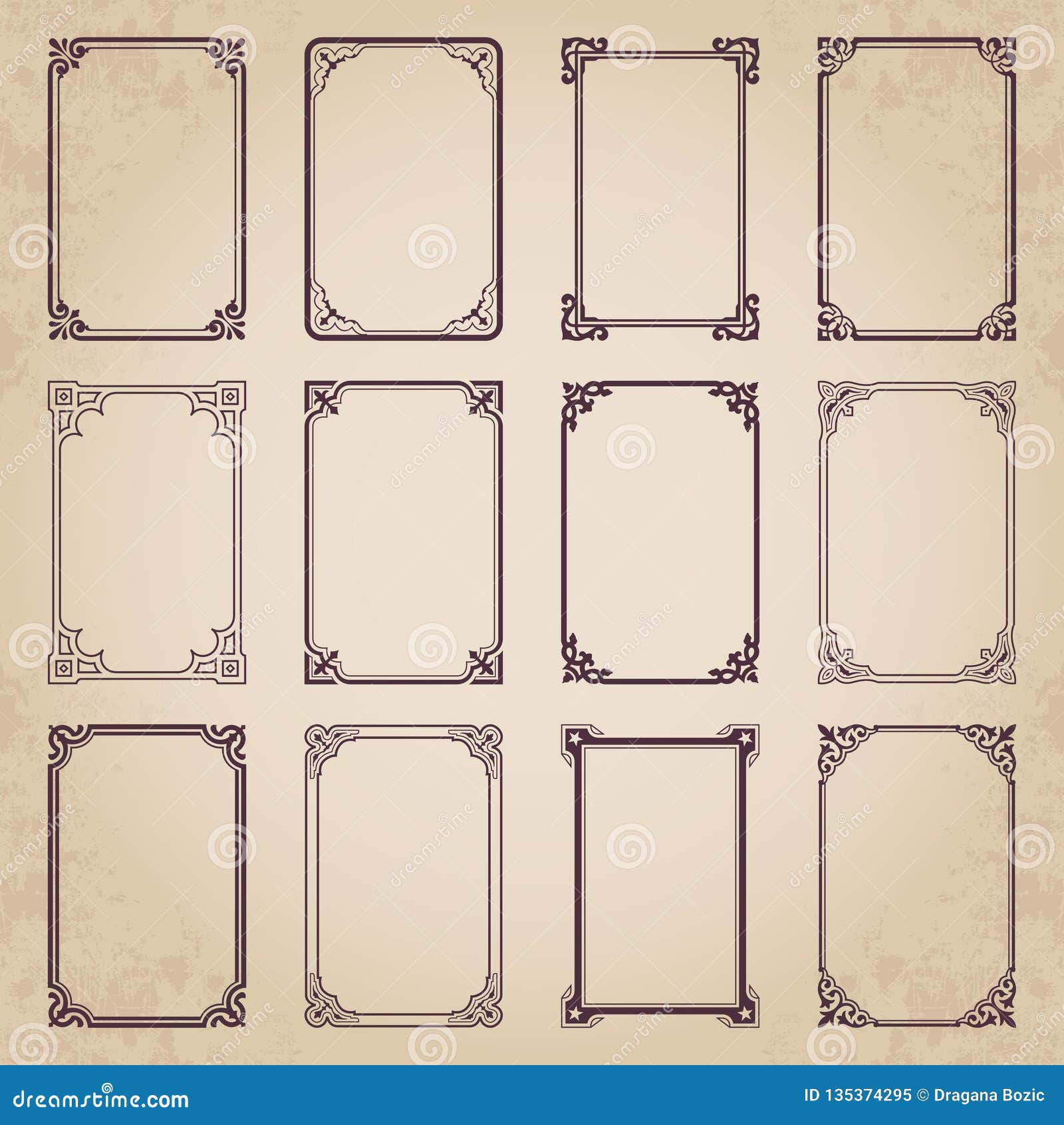 Decorative Calligraphic Frames in Retro Style - Vector Collection Stock ...