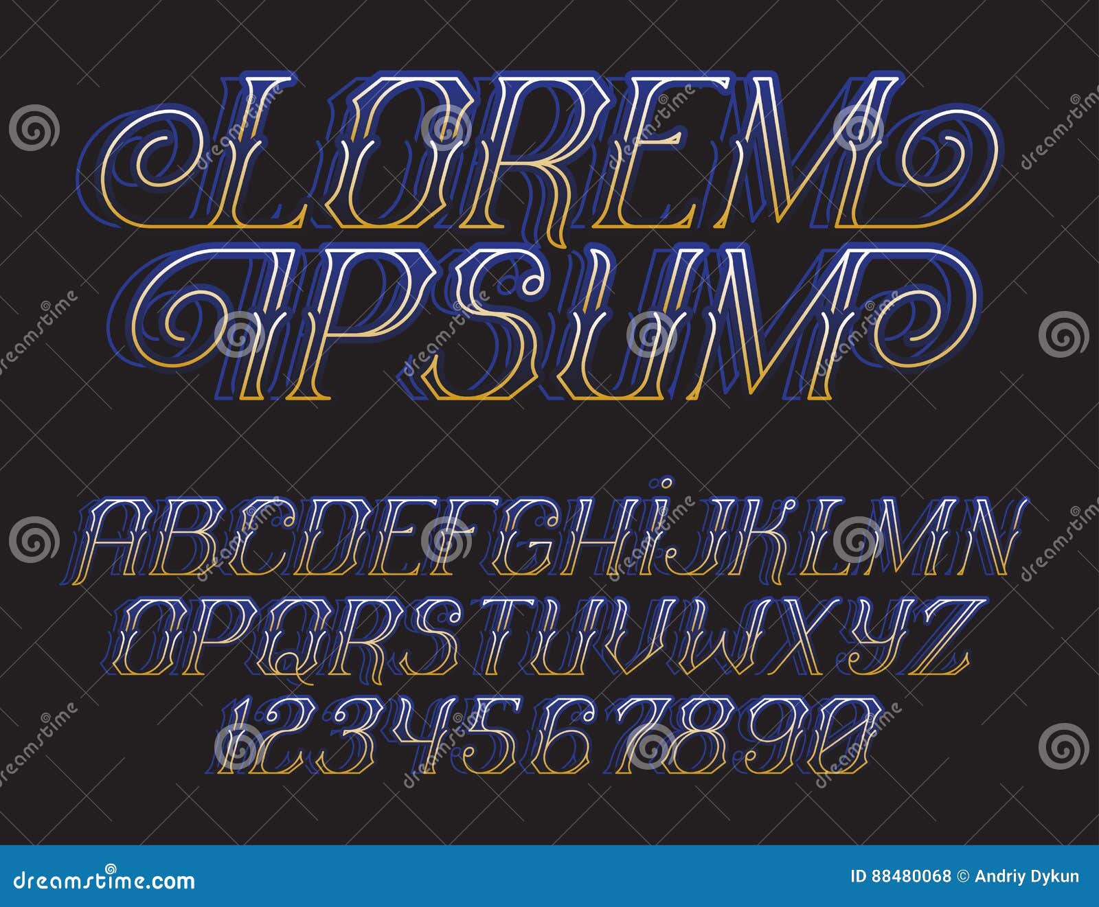 Decorative Vintage Italic Font Stock Illustration - Illustration of ...