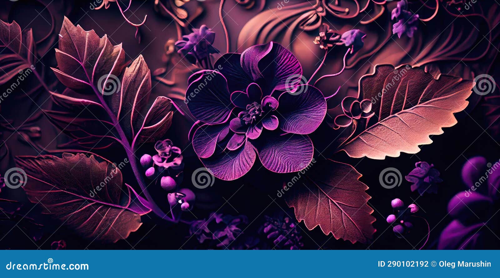 Decorative Violet Floral Background. Generative AI Stock Photo - Image ...
