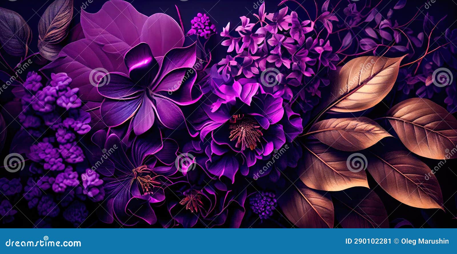 Decorative Violet Floral Background. Generative AI Stock Image - Image ...