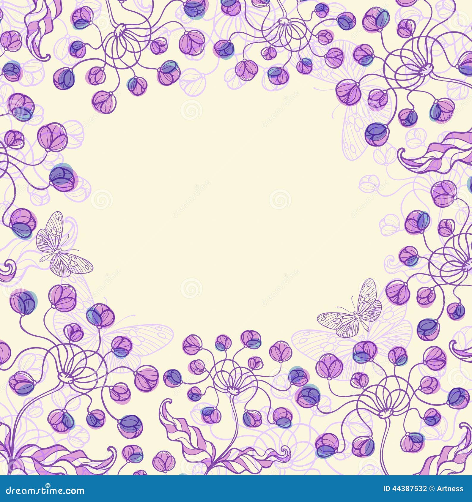 Decorative Violet Floral Frame Stock Vector - Illustration of ...
