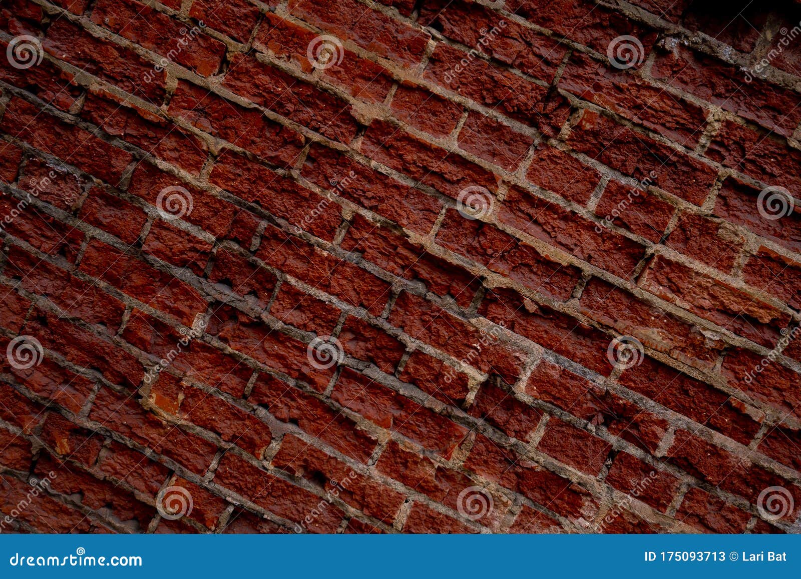 Decorative Wall of Destroyed Dark Red Brick Covered with Varnish ...