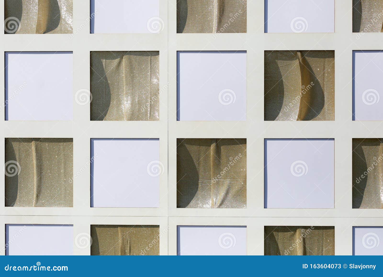 Decorative Wall with Gold Fabric Inserts. Decorative Ornament Stock ...