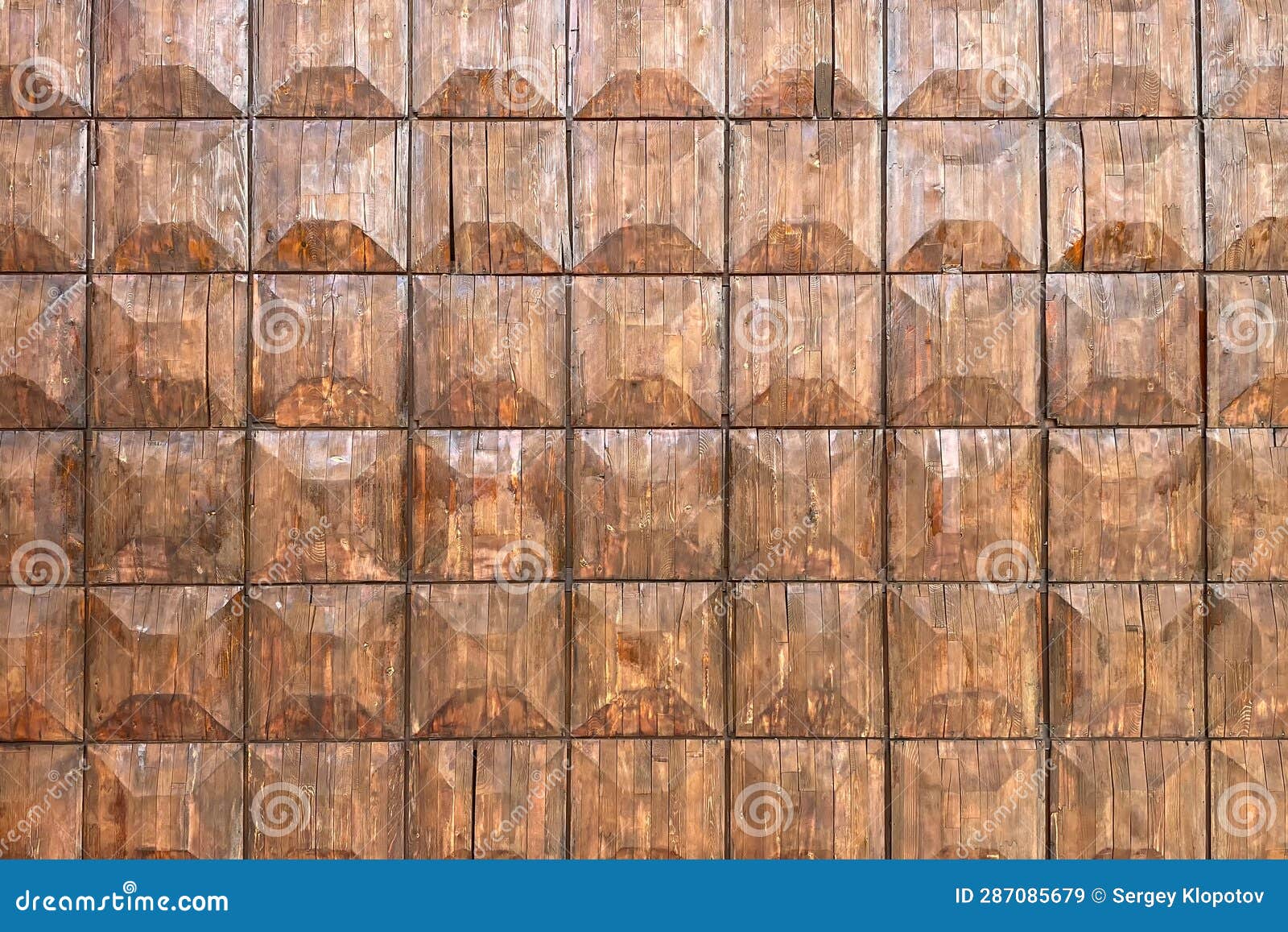 Decorative Wall Made of Beautifully Shaped Wooden Panels Stock Image ...