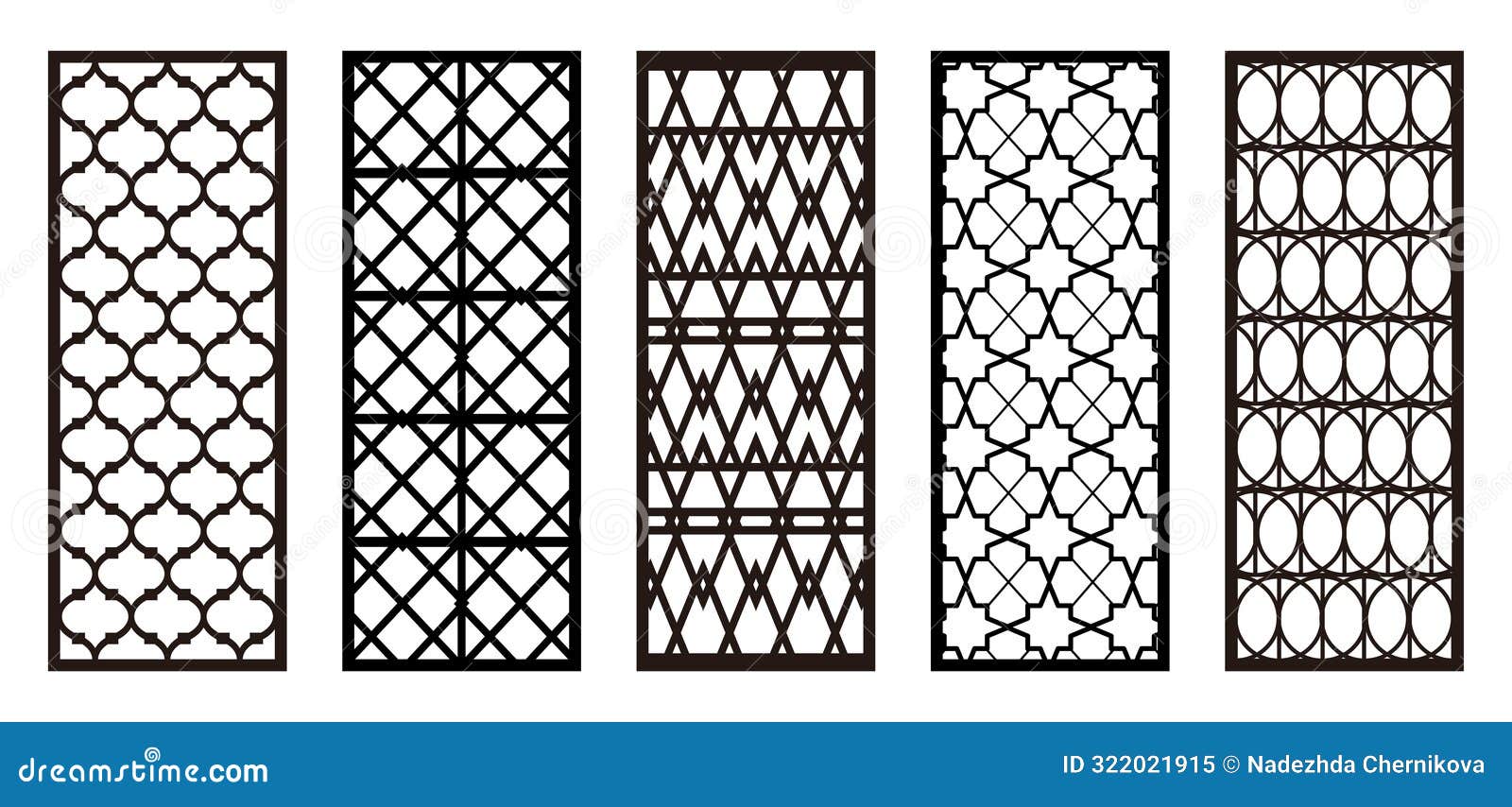 Decorative Wall Panels Set, Pattern with Abstract Flowers Stock Vector ...