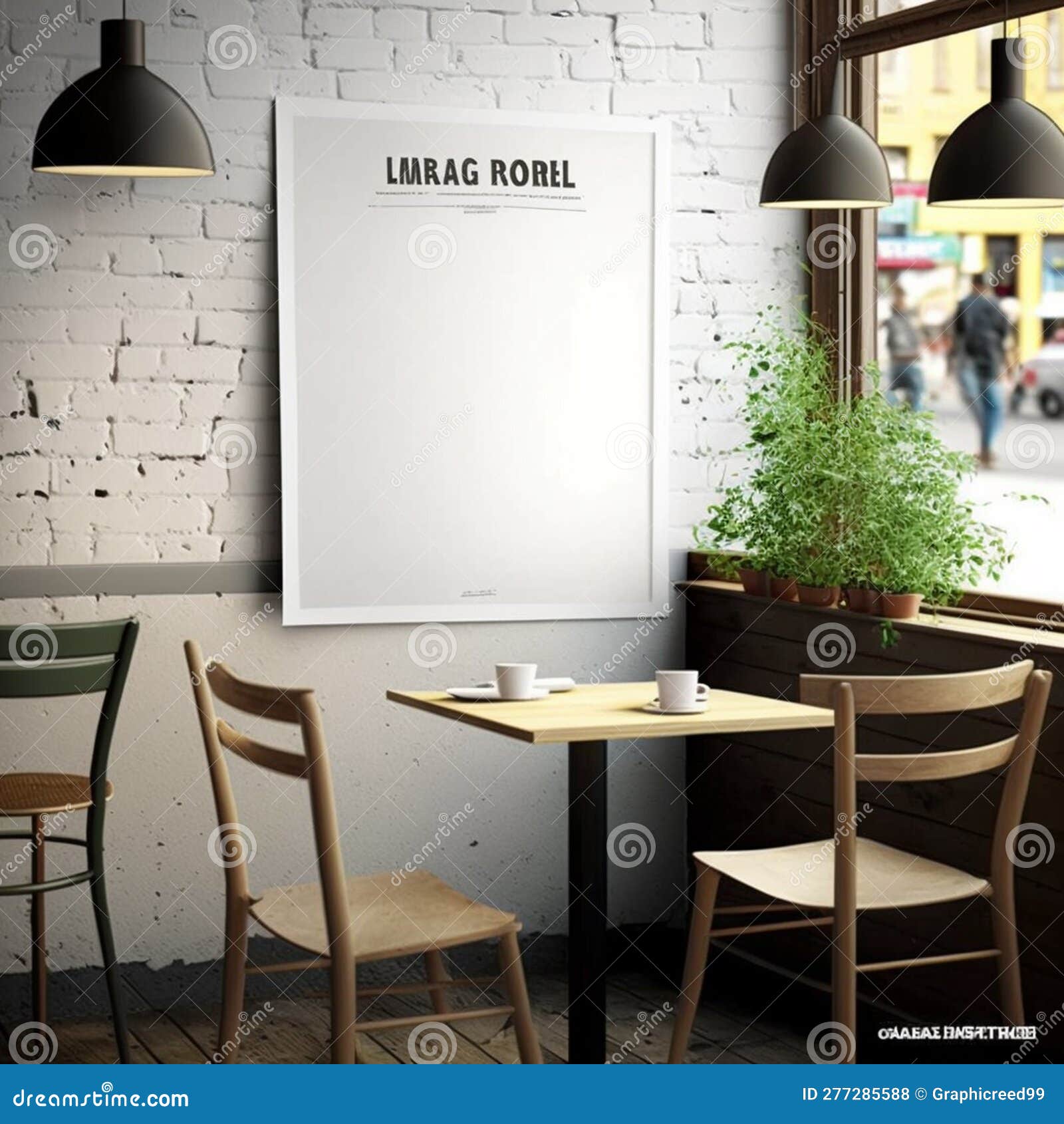 Ai Generative Decorative Wall Poster Mockup in a Modern Caffe ...