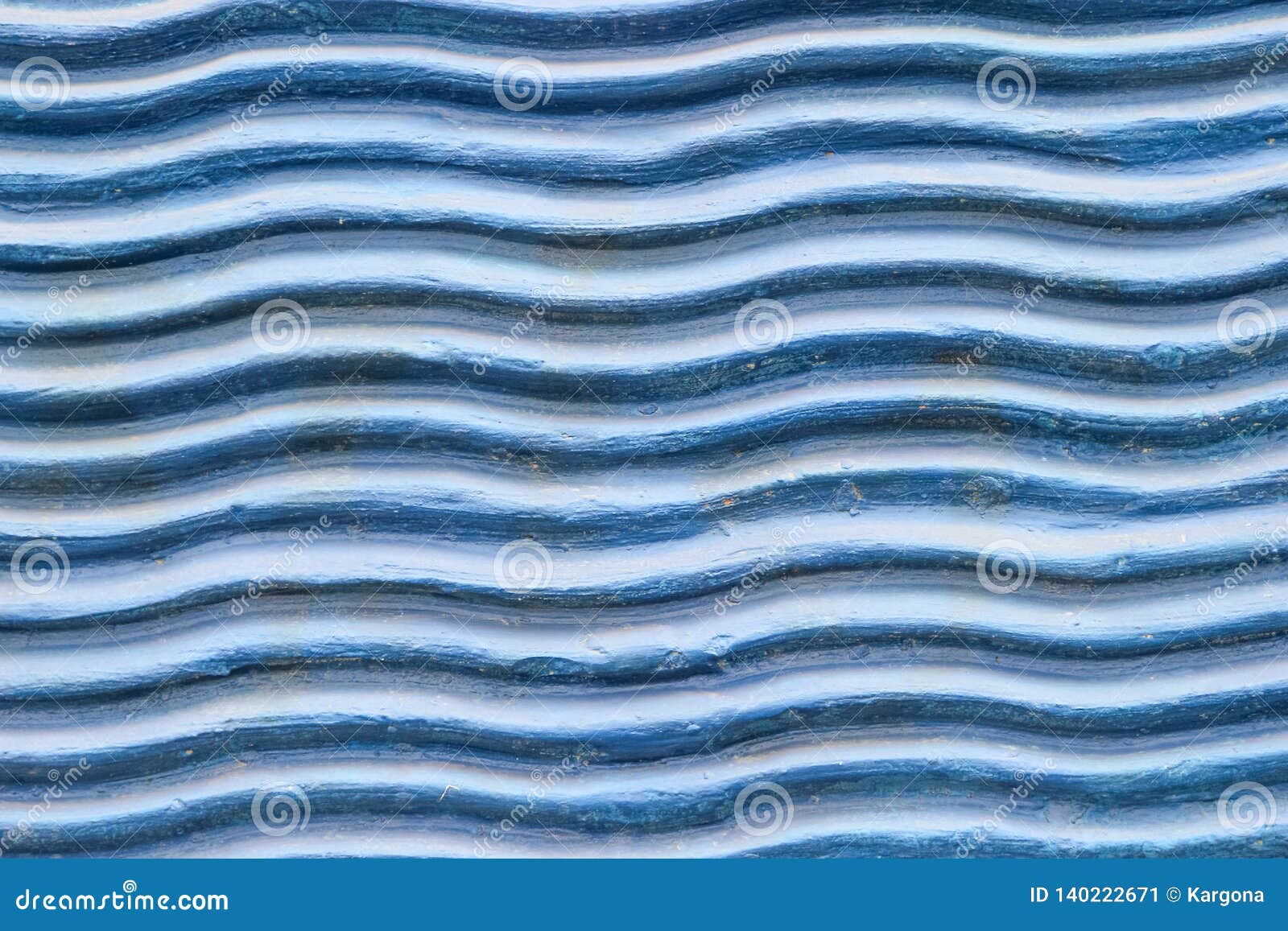 A Decorative Wall with a Wavy Structure Painted in Blue Stock Image ...