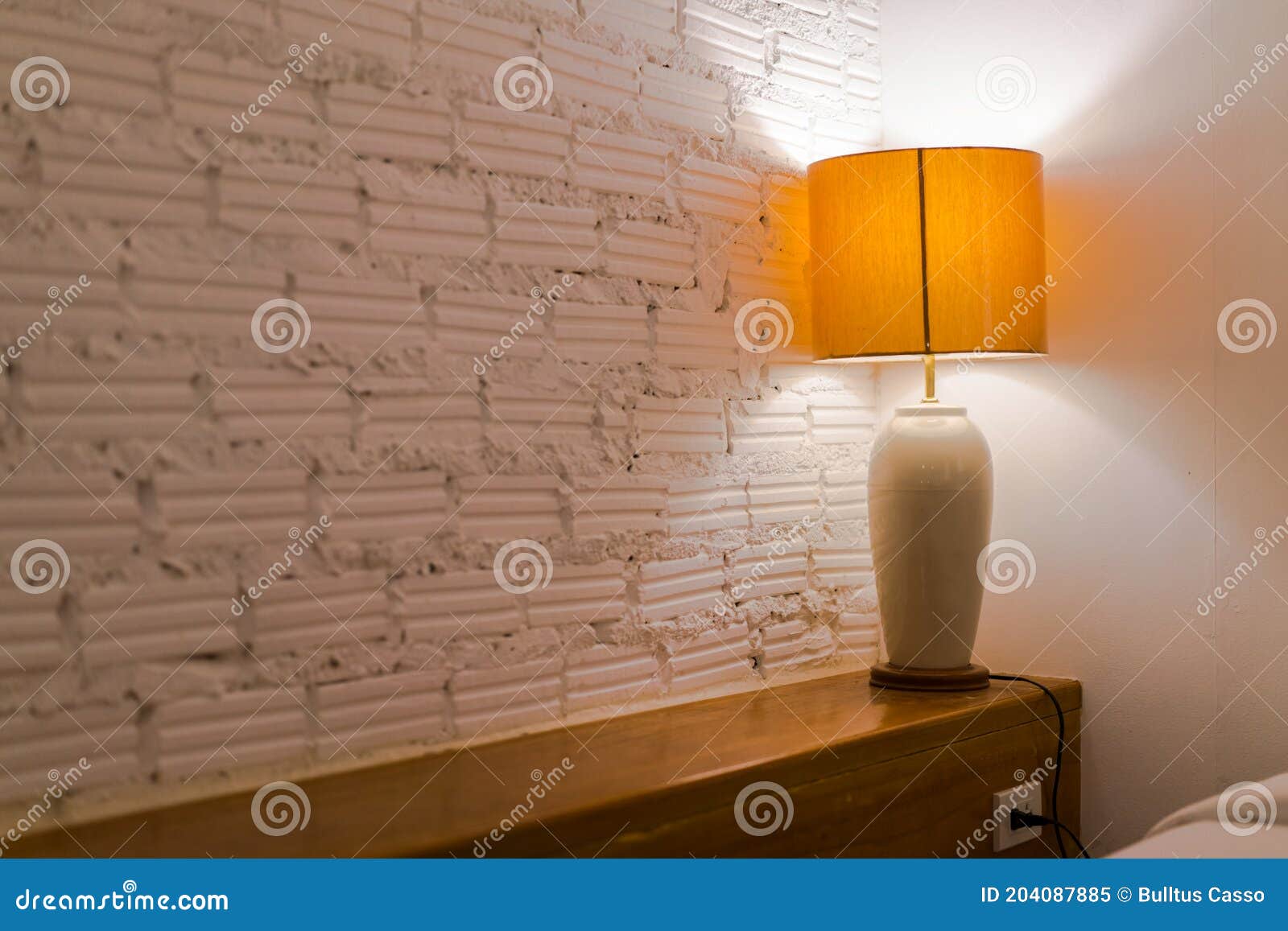 Decorative Warm Light Lamps in the Bedroom Stock Image - Image of ...