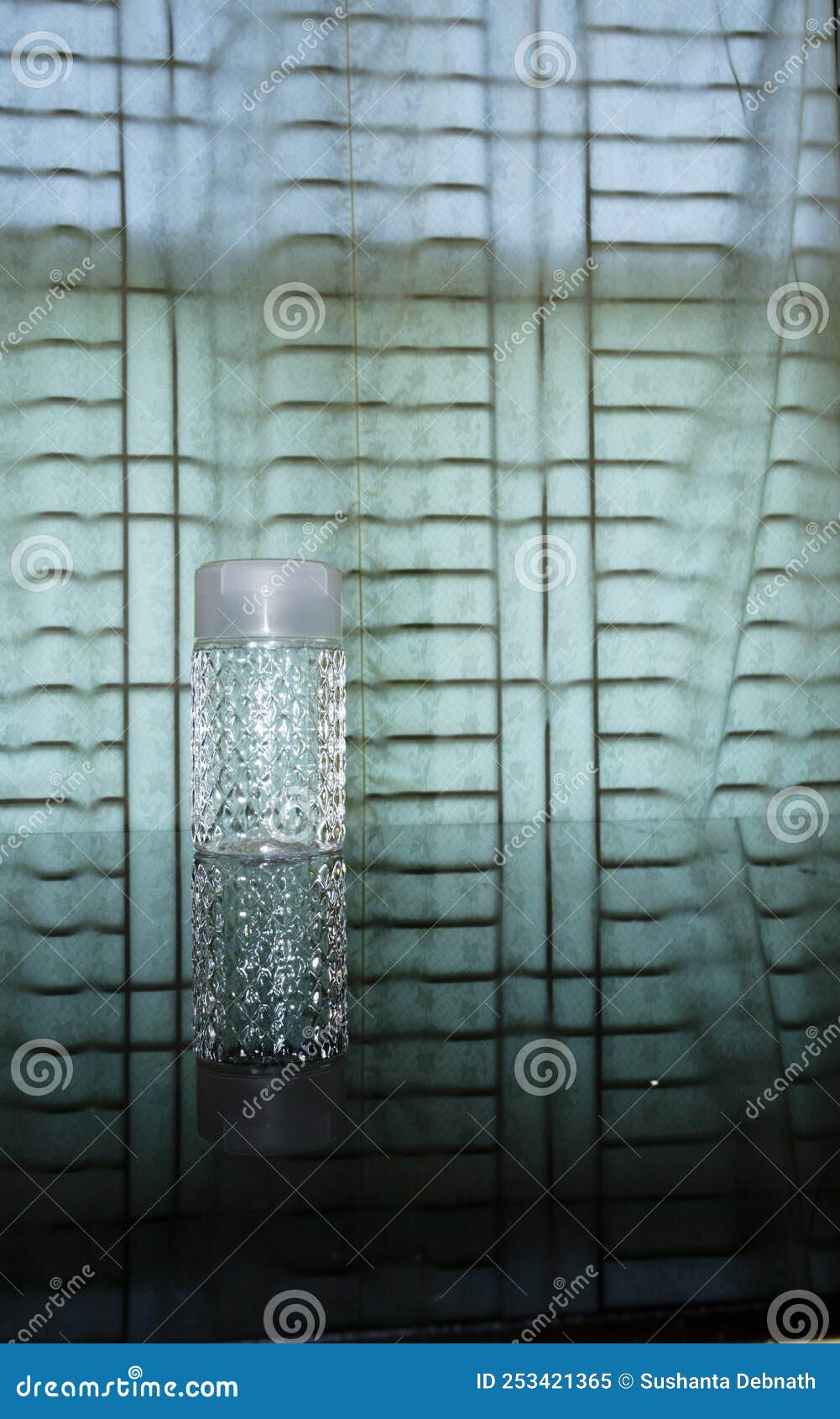 A Decorative Water Bottle on the Table Stock Image - Image of blank ...