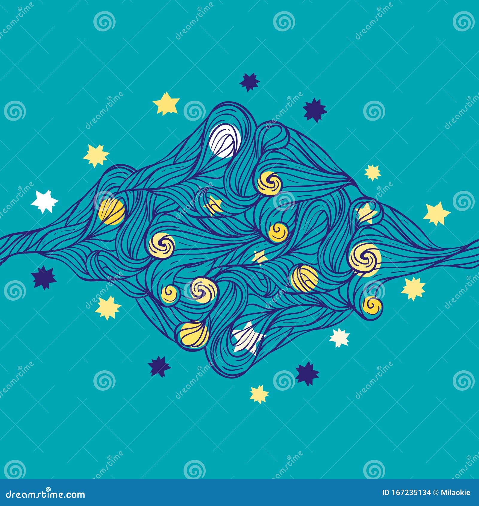 Decorative Wavy Border in Van Gogh Style Stock Vector - Illustration of ...