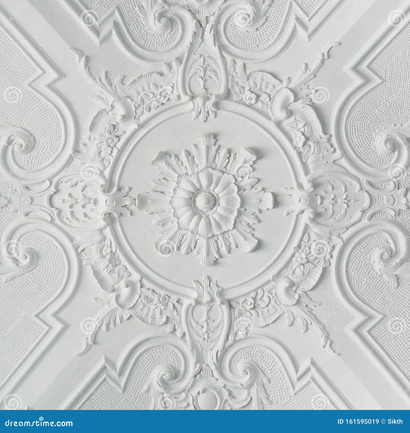 Decorative White Baroque Style Plaster Ceiling Stock Image ...