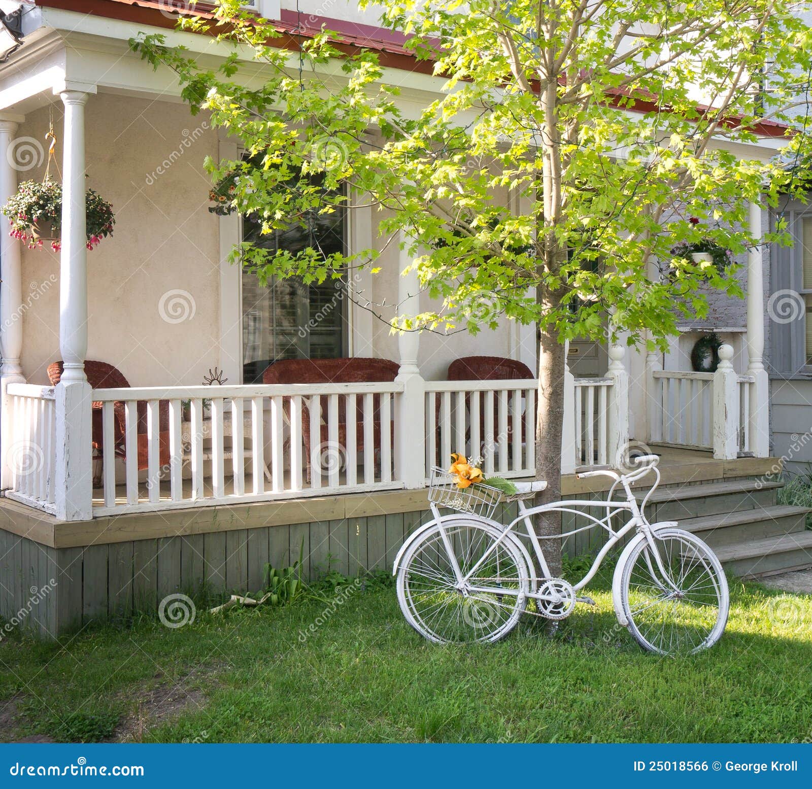 Decorative White Bike on House Front. Stock Photo - Image of decorative ...