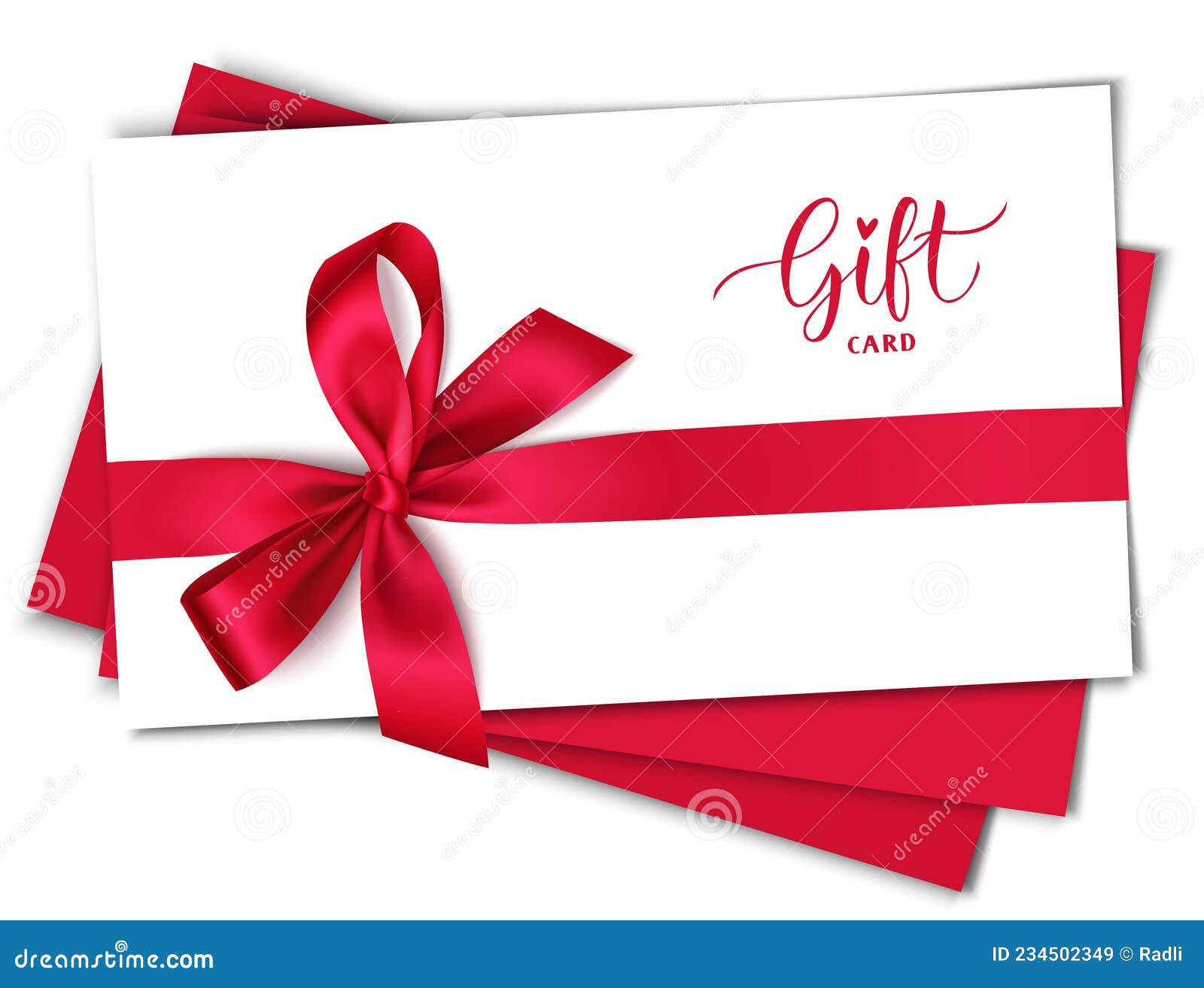 Decorative White Gift Card Design Template with Red Bow and Ribbon ...