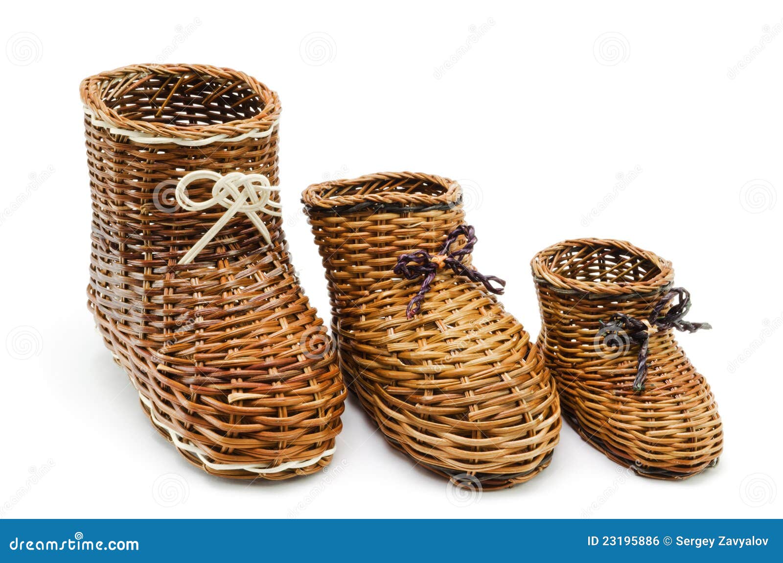 Decorative Wicker Shoes of the Different Sizes Stock Photo - Image of ...