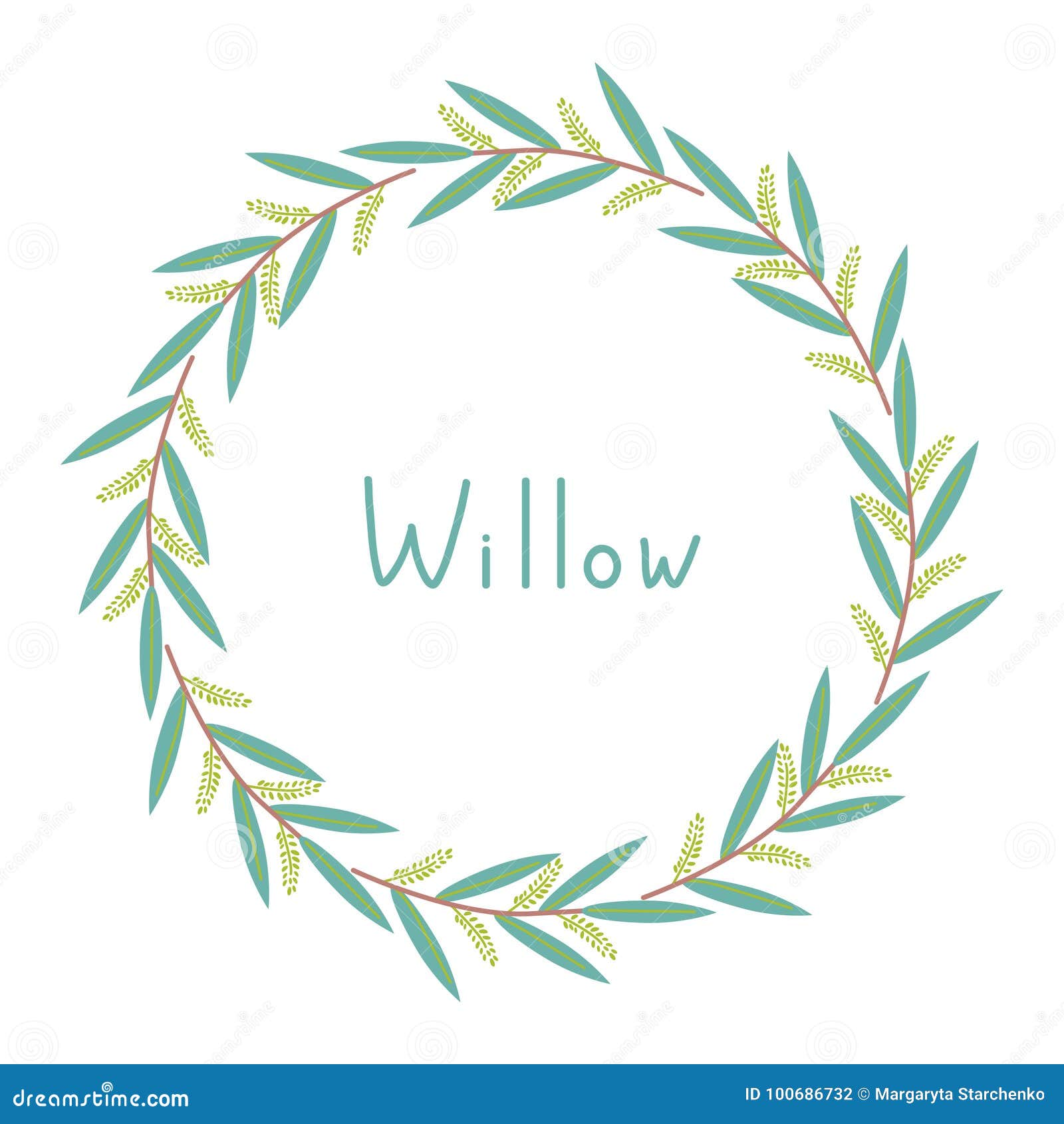Decorative willow frame stock vector. Illustration of ring - 100686732