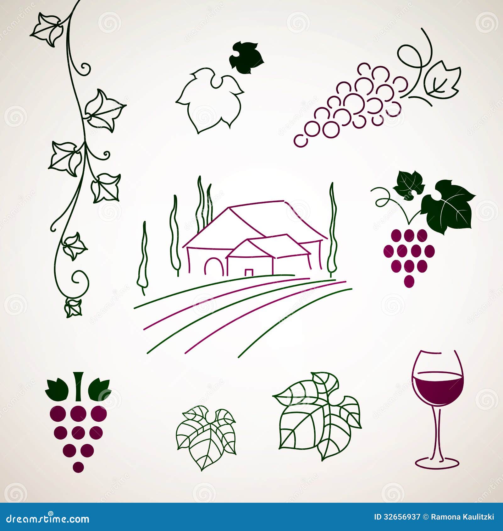 Decorative Wine Elements stock illustration. Illustration of nature ...