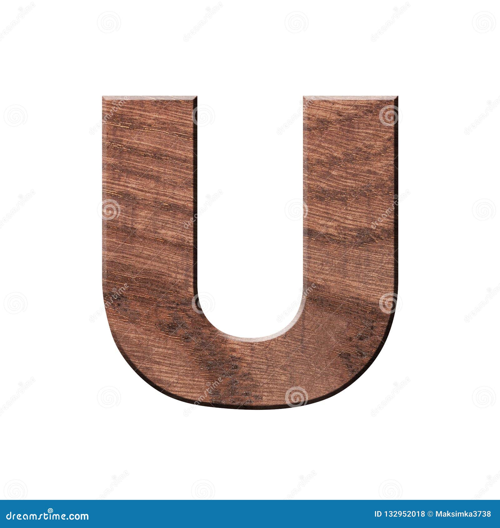 Decorative Wooden Alphabet, Capital Letter U. Stock Illustration ...