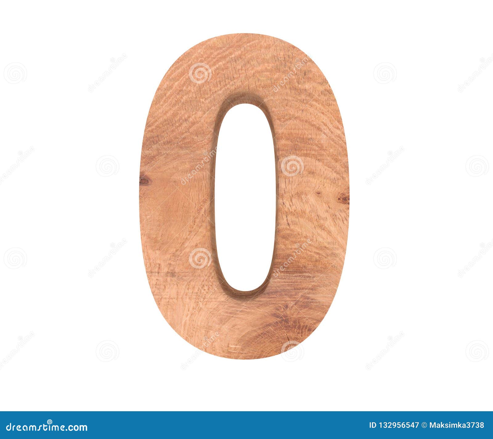 Decorative Wooden Alphabet Digit Zero Symbol - 0. 3d Rendering ...
