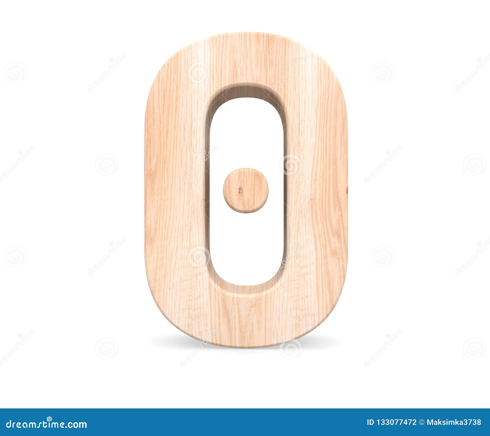 Decorative Wooden Alphabet Digit Zero Symbol - 0. 3d Rendering ...