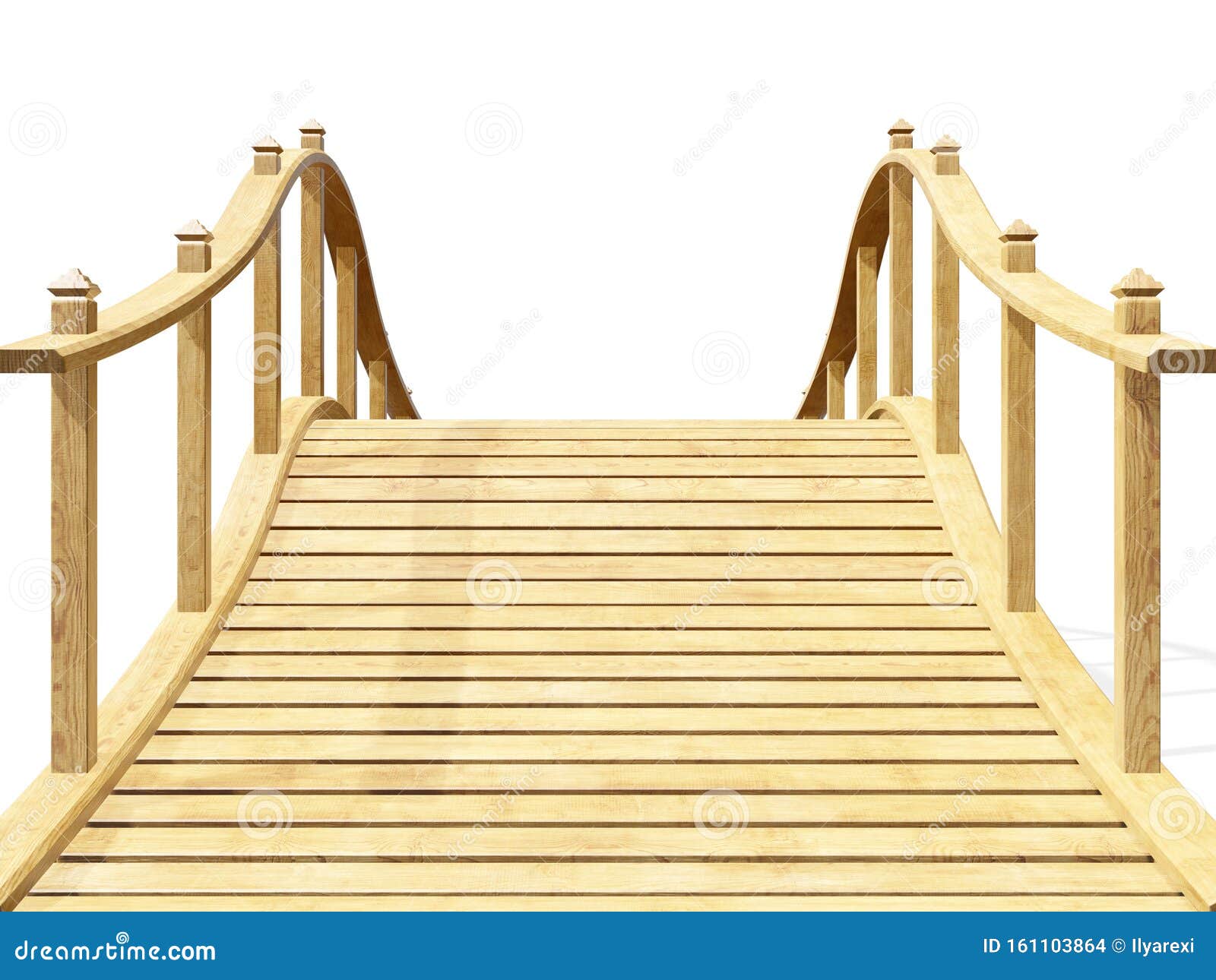 Decorative Wooden Bridge Isolated on a White Background. 3d Rendering ...