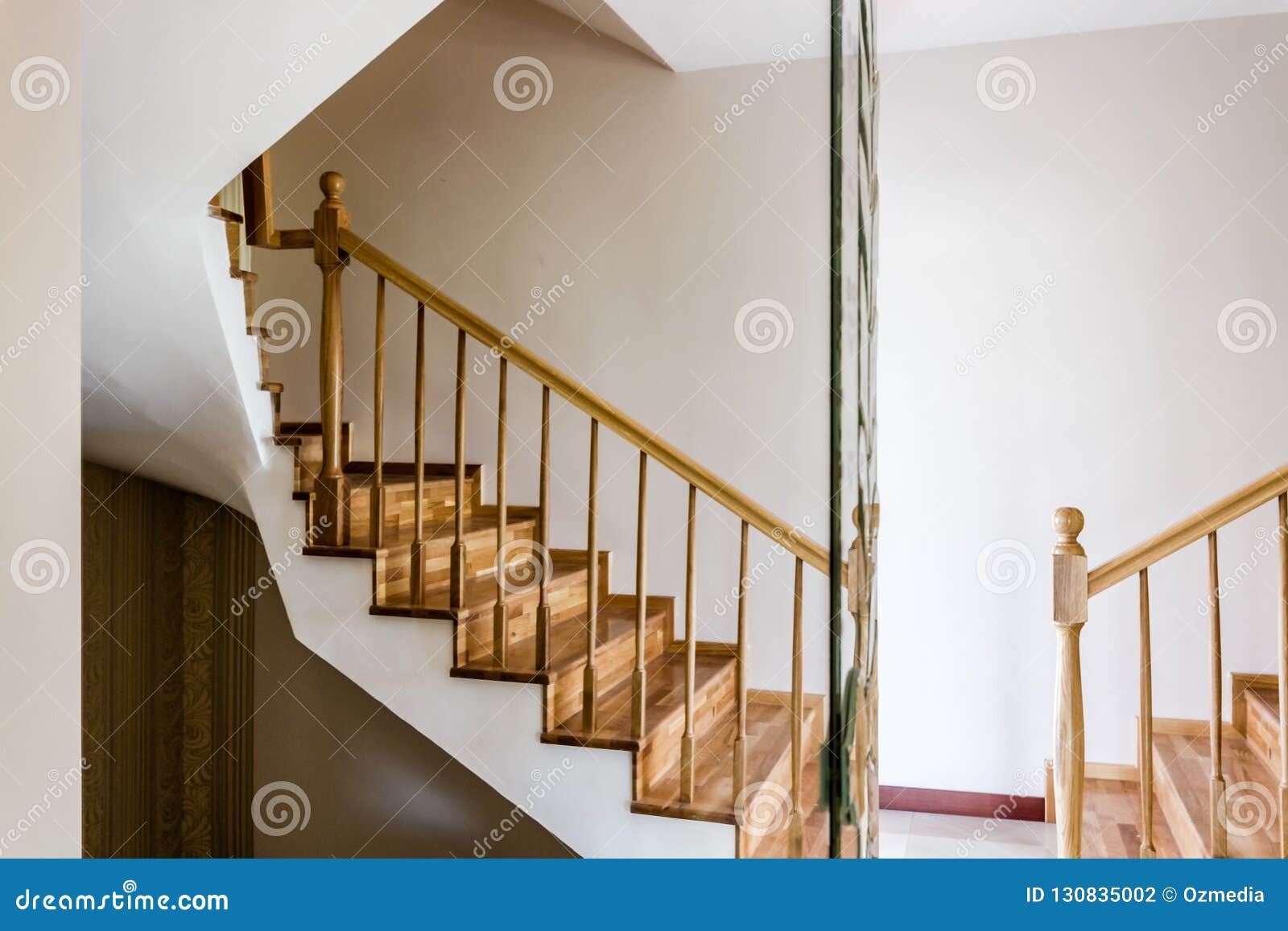 Decorative Wooden Interior Stairs of a Modern House Stock Photo - Image ...