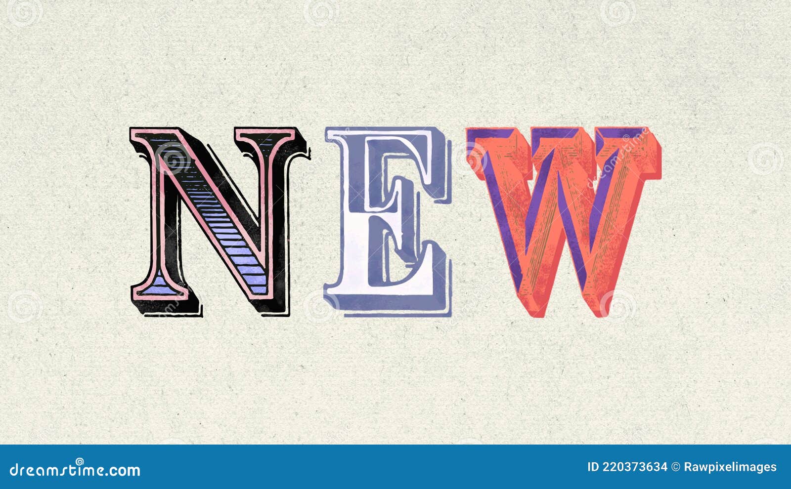 Decorative Word Illustration New Vintage Stock Photo - Image of current ...